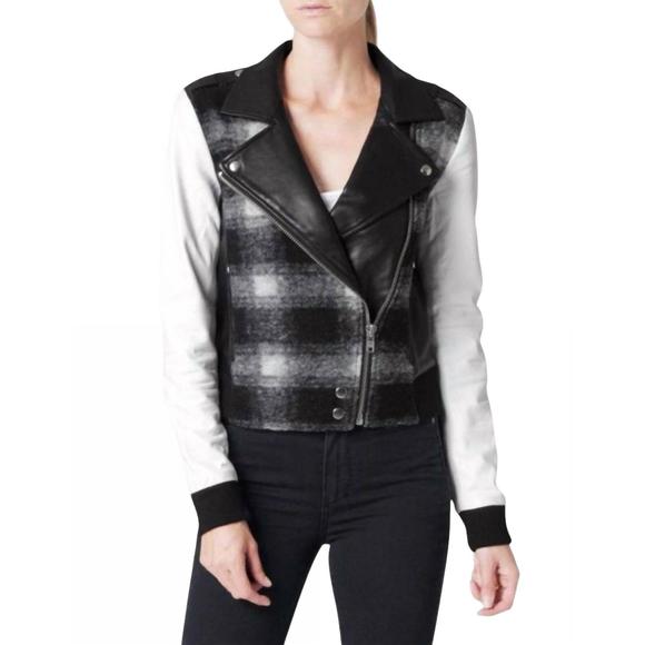 PAIGE | Jackets & Coats | New Paige Shelley Leather Wool Blend Plaid ...